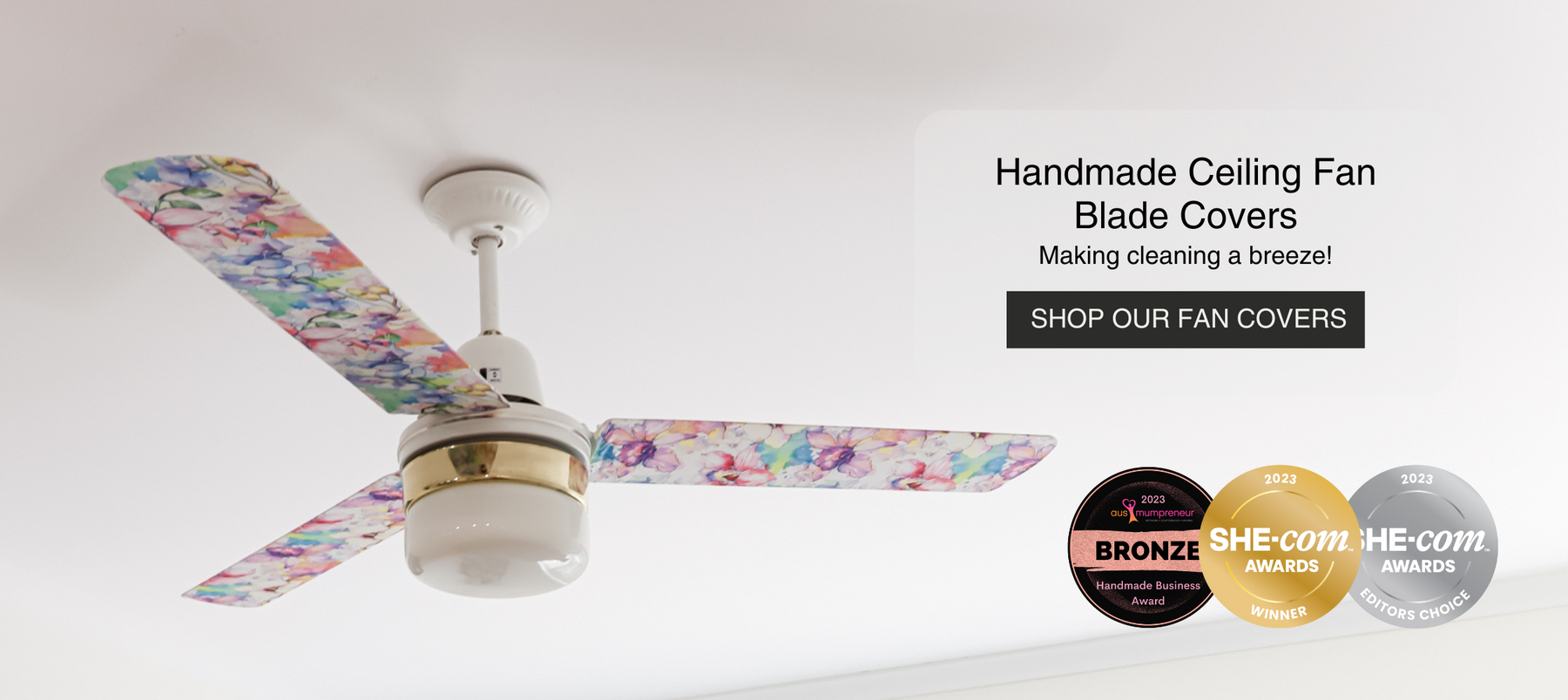 Fan Blade Covers - Fabric - Slip-on - Handmade in Australia