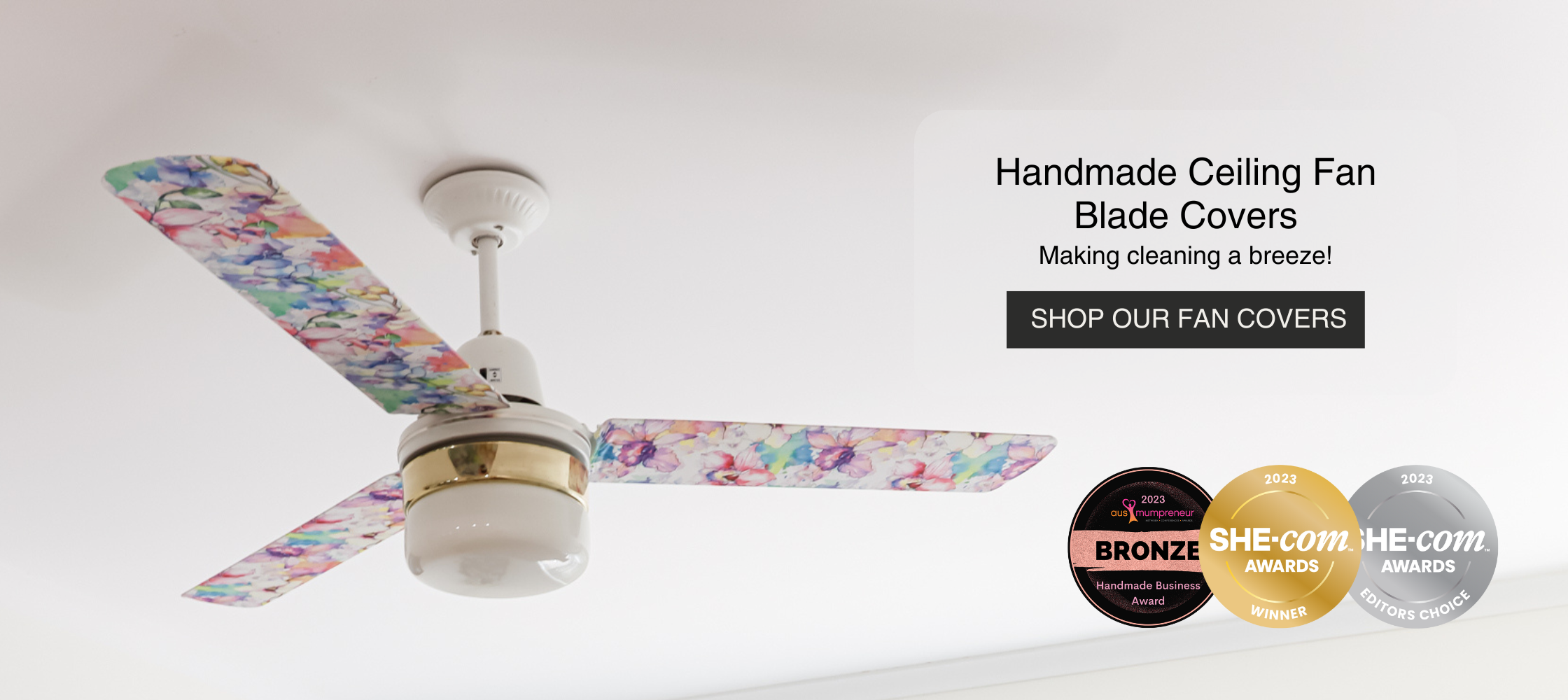 Fan Blade Covers - Fabric - Slip-on - Handmade in Australia